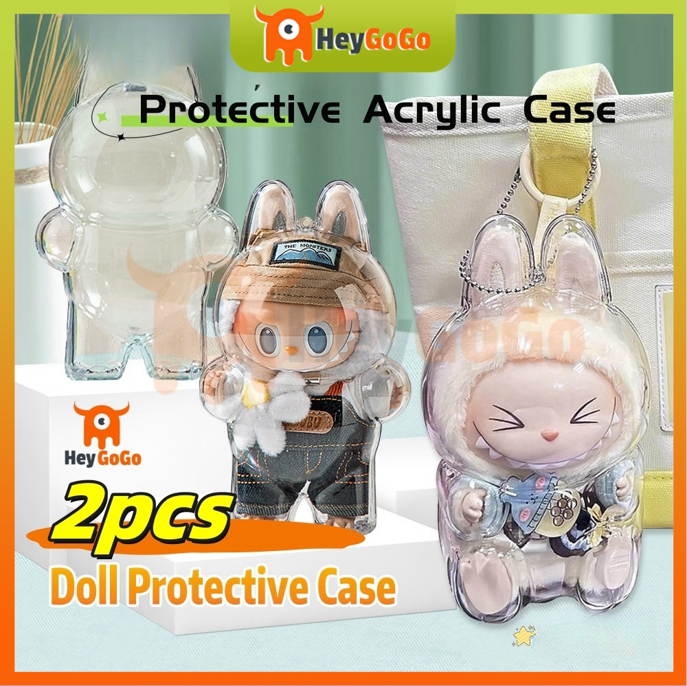HeyGoGo 2PCS Labubu V2/V1 Protective Acrylic Case Transparent Labubu ...