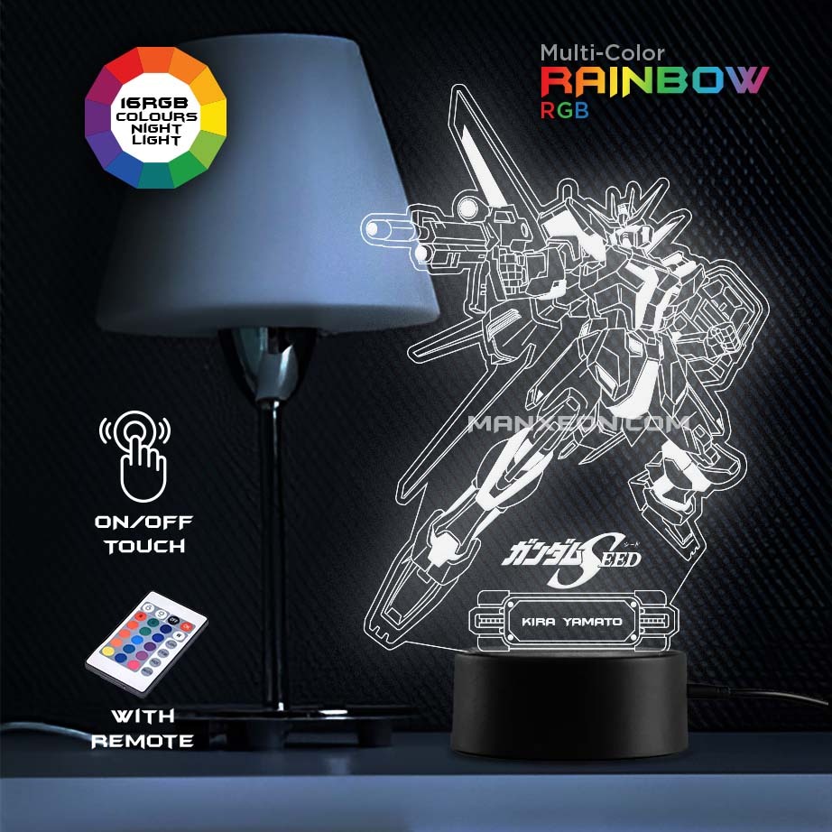 Strike Gundam Seed LED 3D Bed Lamp RGB Colors + REMOTE Gunpla Night ...