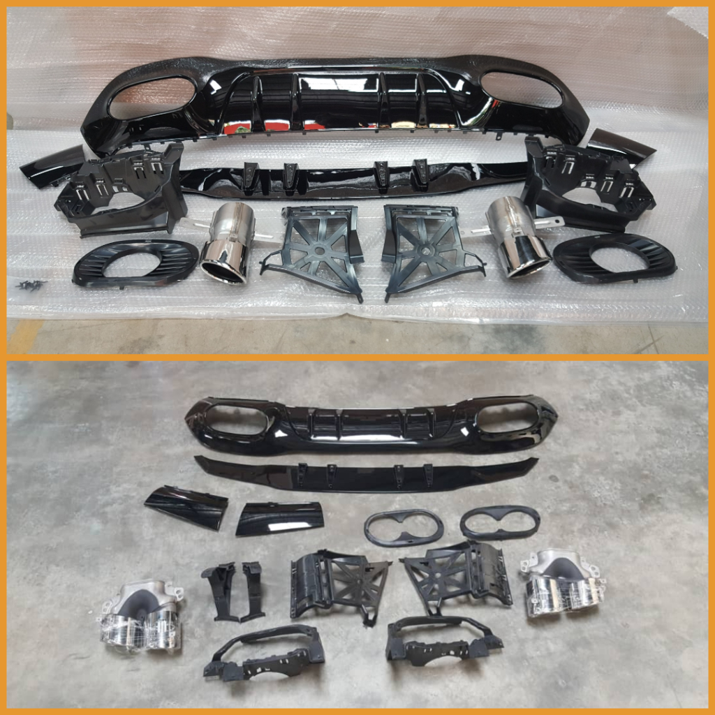 Mercedes Benz A Class Sedan V177 Rear Diffuser ( Black ) + Exhaust Tip ...