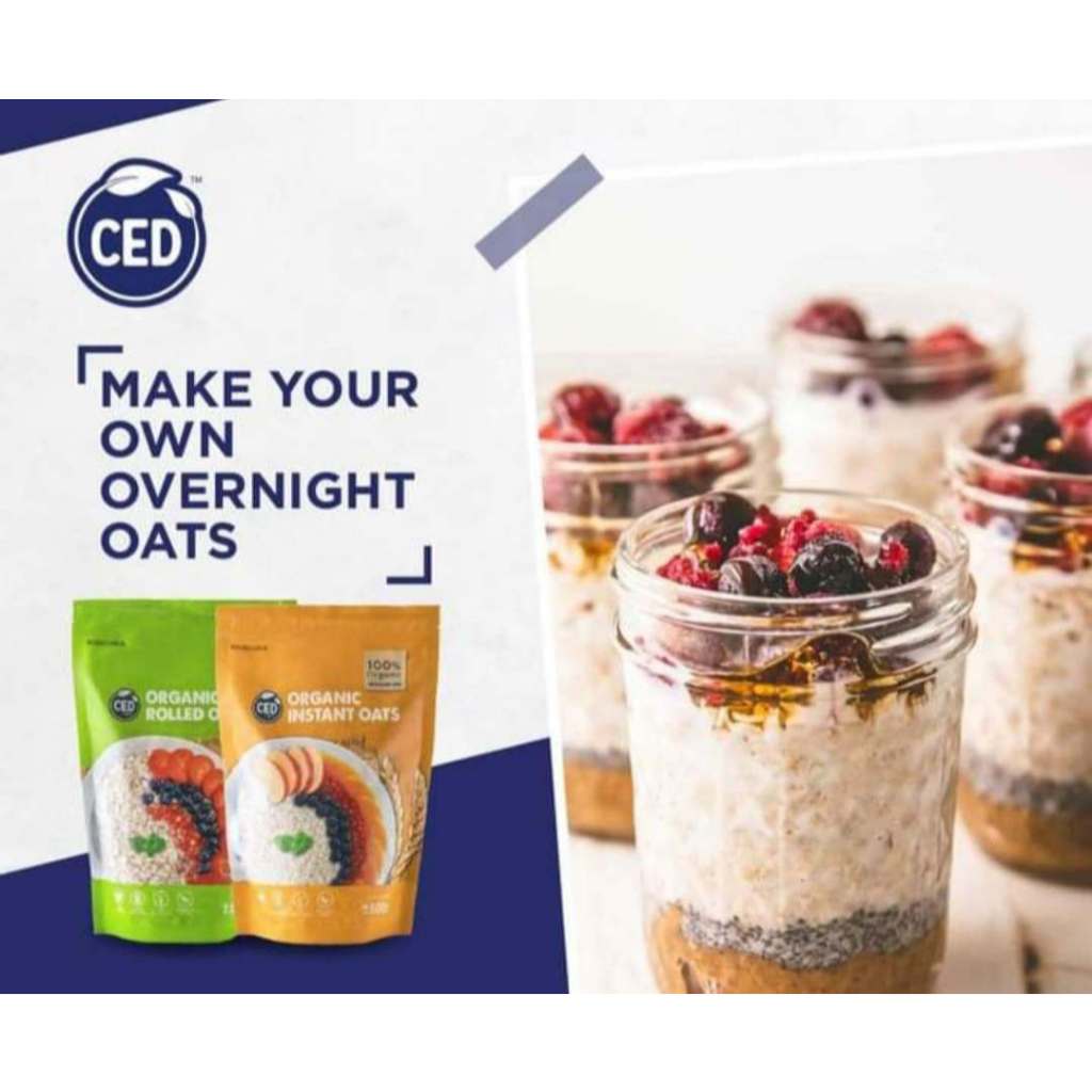 Oat Rolled Overnight Oatmeal Diet Oats Organic CED Instant 450g ...