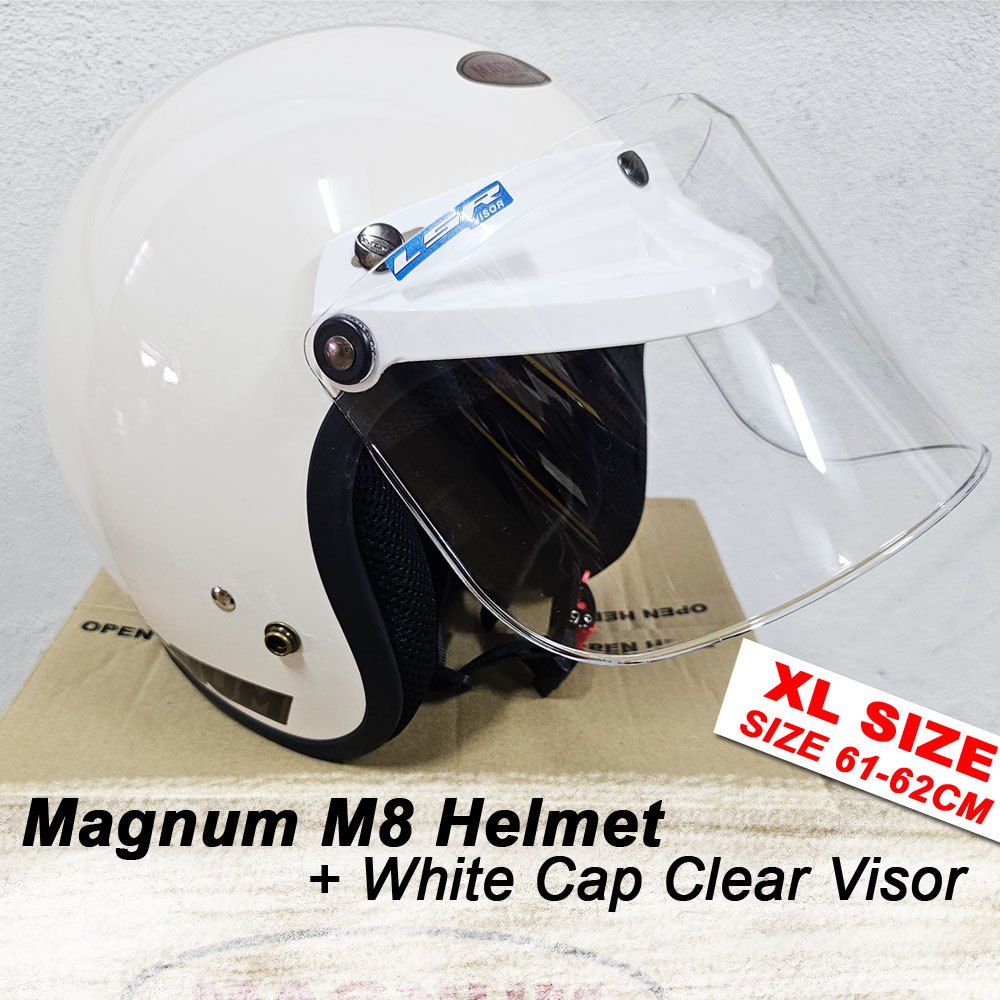 [XL Size] Magnum M8 Helmet + White Cap Clear Visor - Sirim Approved ...