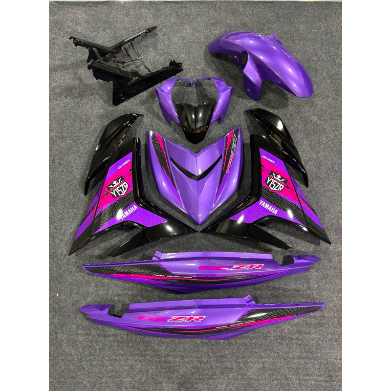 Y15ZR V2 COVERSET CUSTOM BUTTERFLY PURPLE & BLACK (STICKER TANAM ...