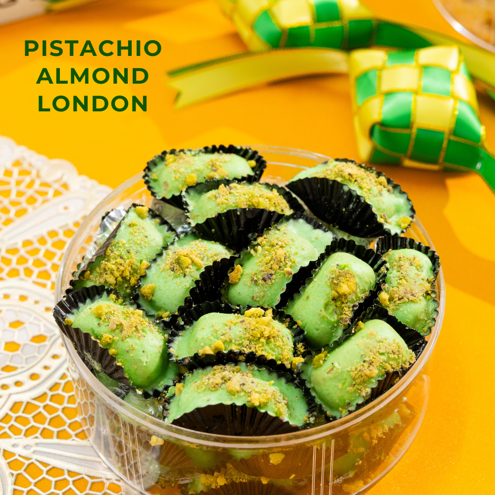 HH FOODIE Pistachio Almond London 42 pcs Halal Biskut Kuih Raya Cookies ...