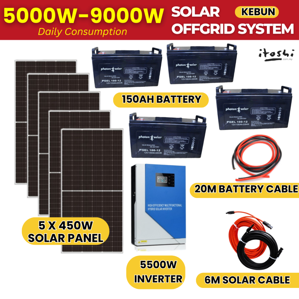 Itoshi 9000W Solar Power System Full Set 5000W to 9000W Solar Power ...