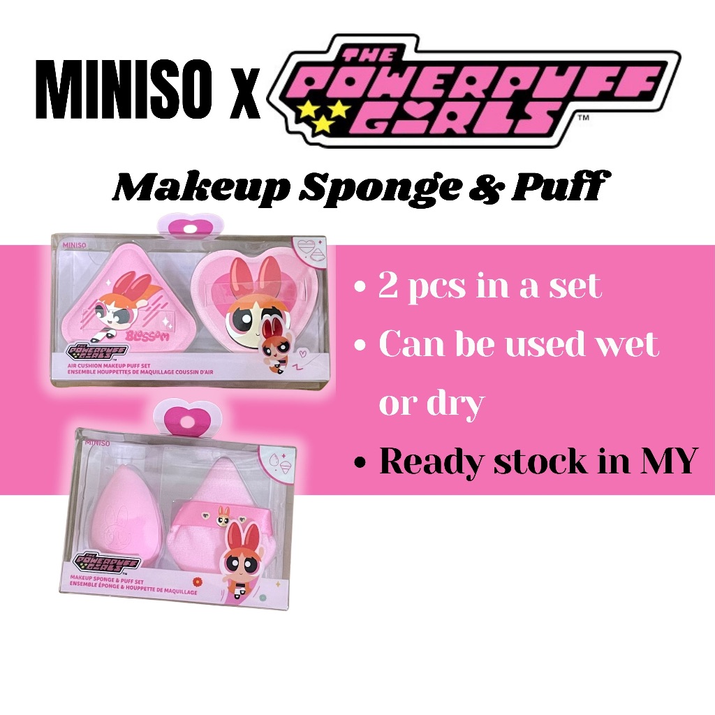 MINISO x Powerpuff Girls Air Cushion Makeup Sponge & Puff Set | Shopee ...
