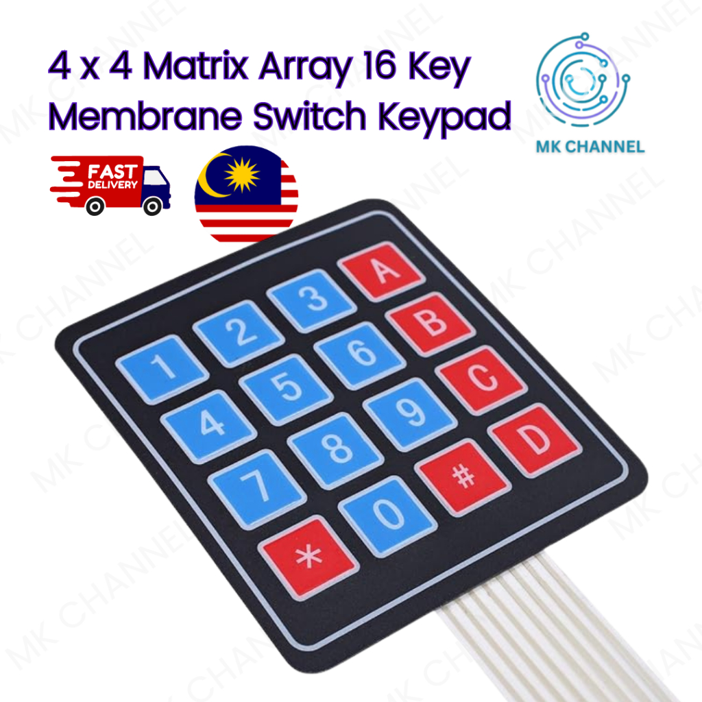 4x4 Membrane Matrix Keypad – 16-Button Numeric Keypad The 4x4 Membrane ...