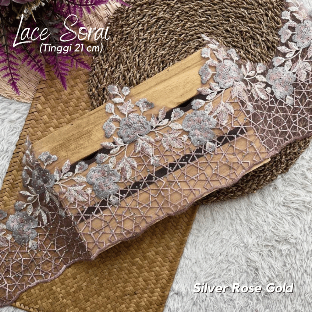0.5 METER READYSTOK I BORDER LACE NEW DESIGN SORAI I SIAP MANIK SEQUIN ...