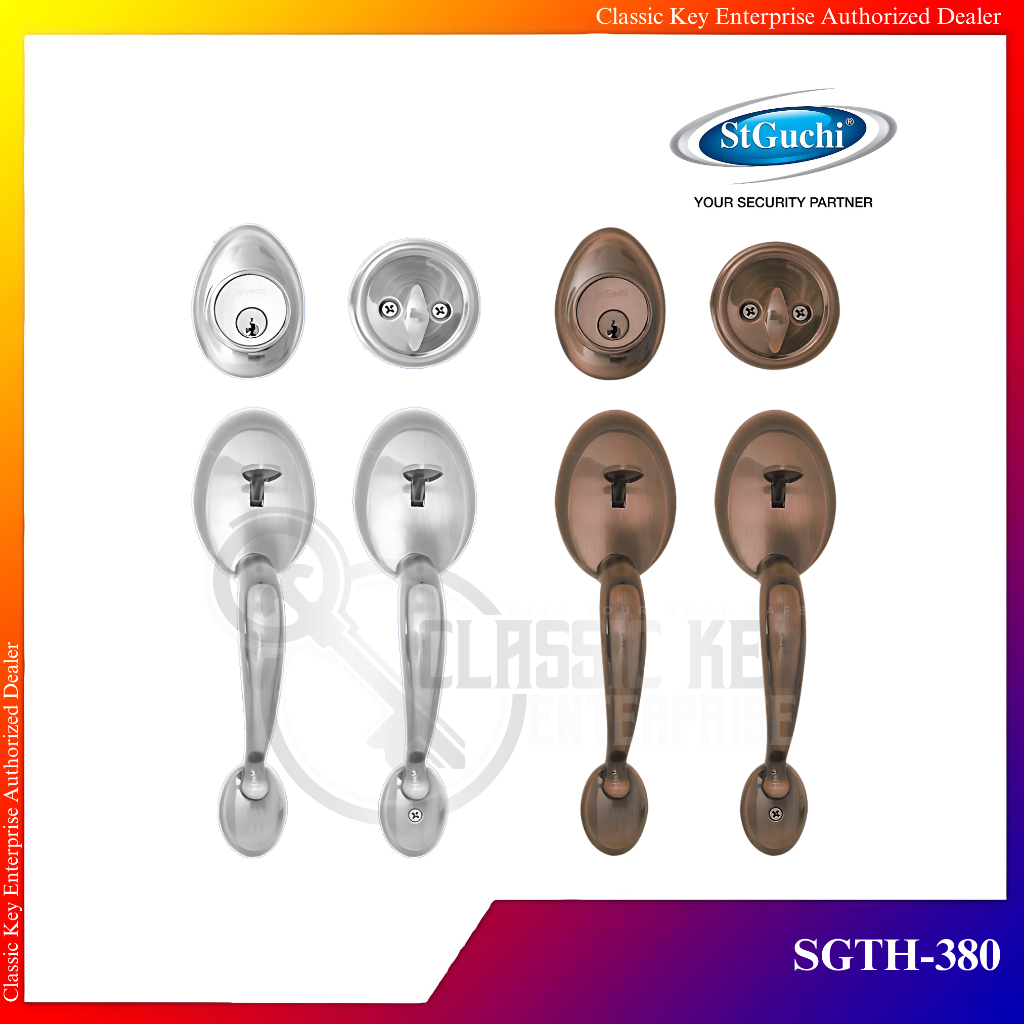 ST GUCHI Double Handle Door Lock SGTH-380 Antique Copper / Satin Nickel ...