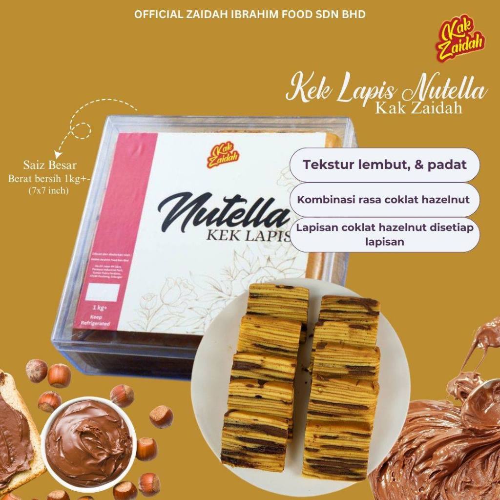 KEK LAPIS NUTELLA KAK ZAIDAH 1KG | Shopee Malaysia