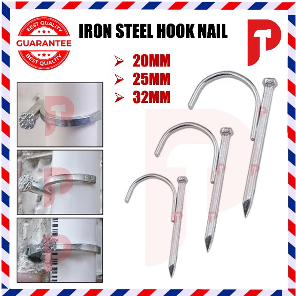 Galvanised Steel Hook Nail 🔥 Ready Stocks 🔥 Water Cable Pipe Square ...