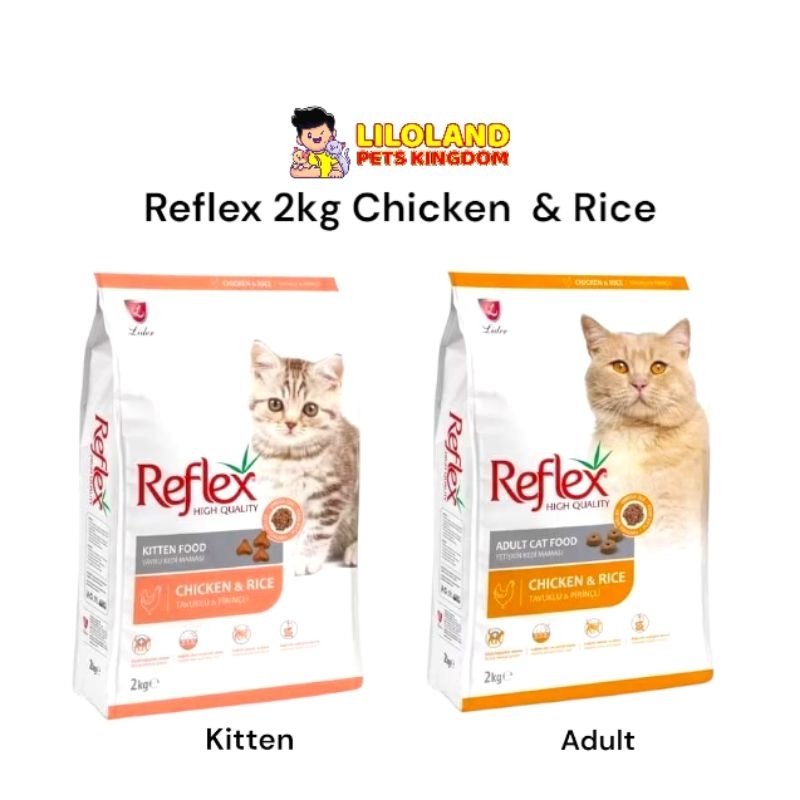 Reflex High Quality Chicken&Rice Kitten Adult Cat Dry Food 2kg | Shopee ...