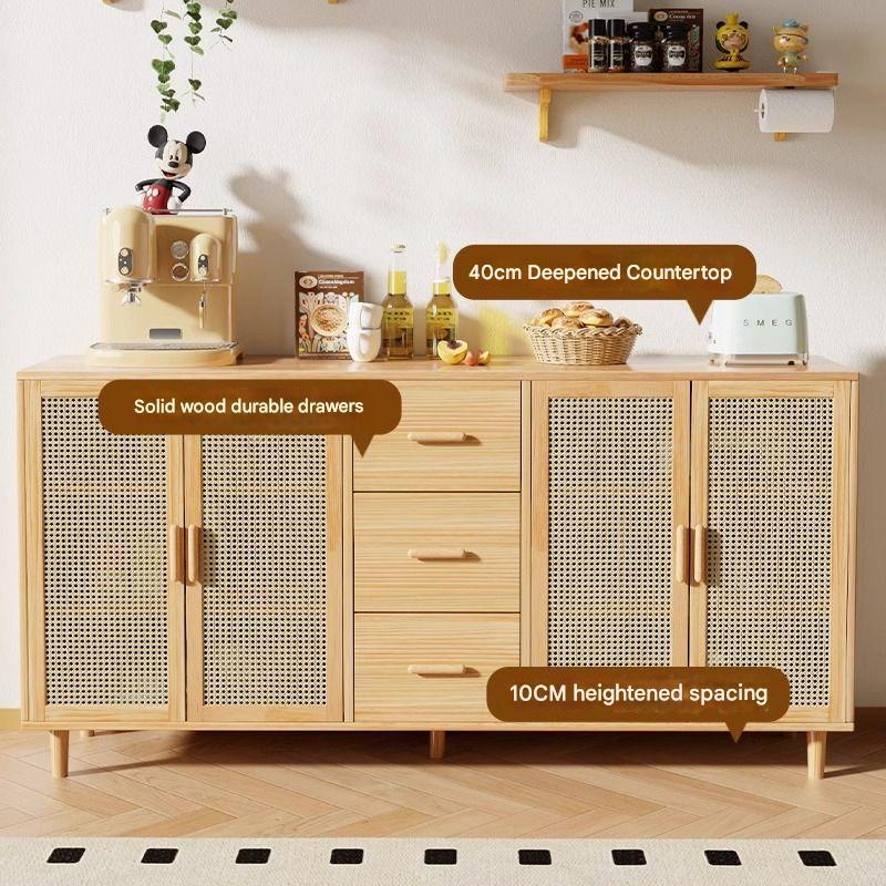 Dining cabinet, wall mounted integrated storage cabinet, wicker woven ...