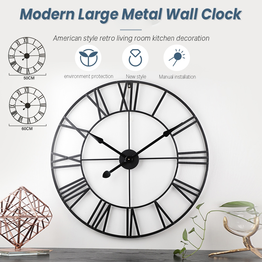Metal Roman Wall Clock Minimalist Iron Clock Large Vintage Wall Clock ...