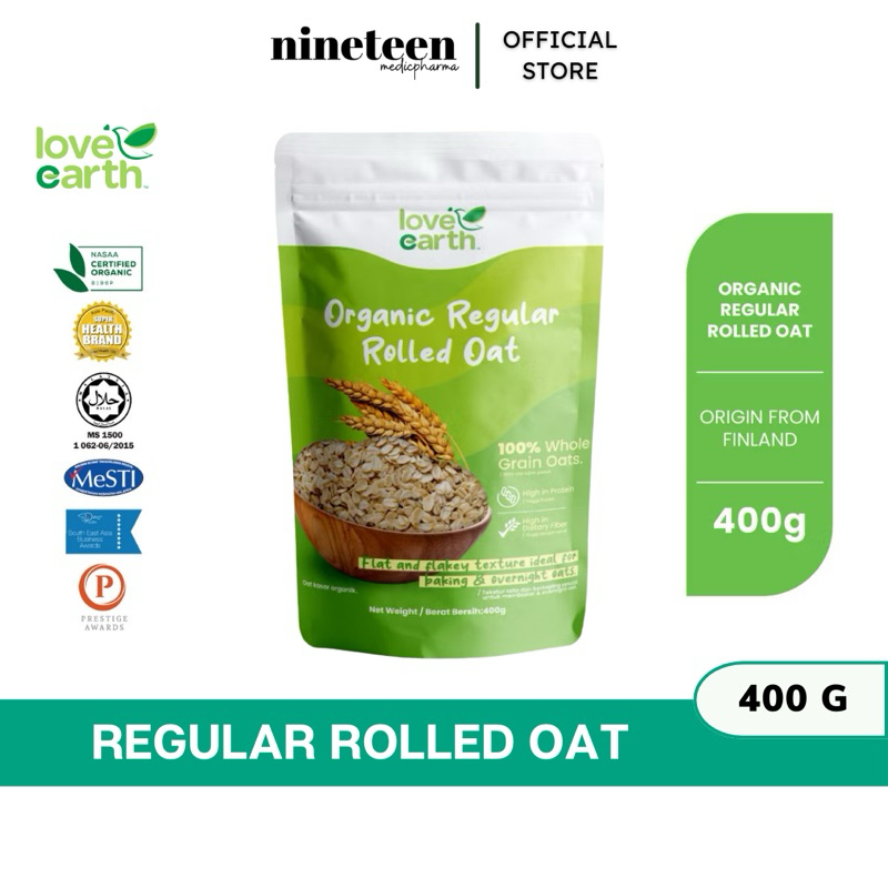 LOVE EARTH Organic Regular Rolled Oat (400g) | Shopee Malaysia