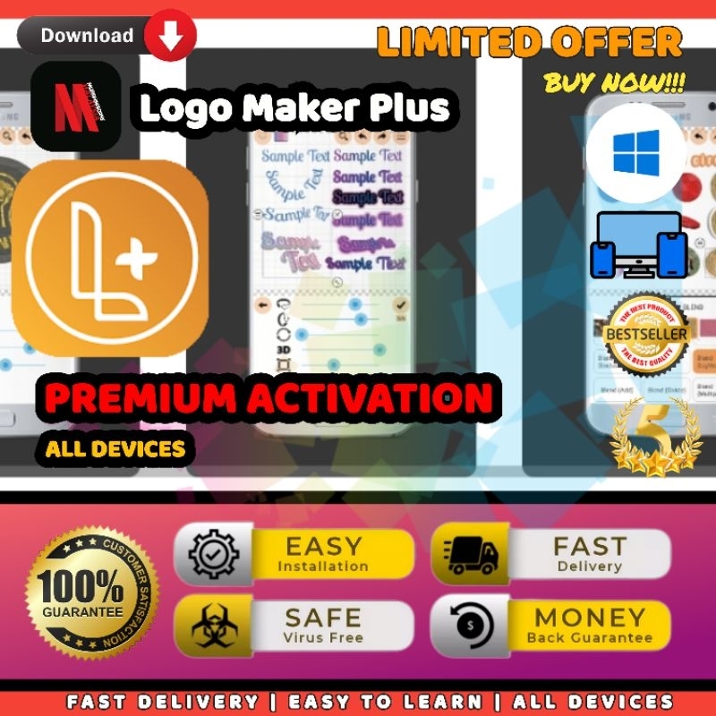 Logo Maker Plus ⭐ 完整版本 ⭐ | 支持所有设备及Windows电脑软件 | 终身高级版 | Shopee Malaysia