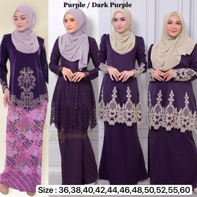 🔥(SIZE 34-55) TEMA BAJU KURUNG DARK PURPLE RAYA 2026 | SEDONDON KURUNG ...
