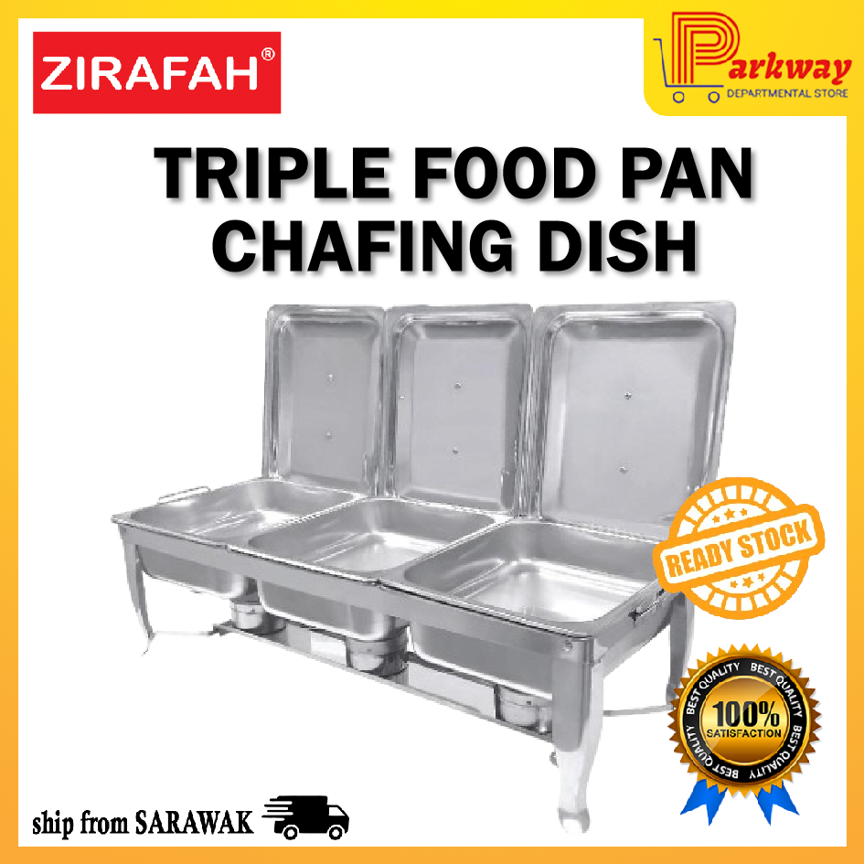 [EAST MSIA]ZIRAFAH STAINLESS STEEL TRIPLE FOOD PAN CHAFING DISH FULL ...