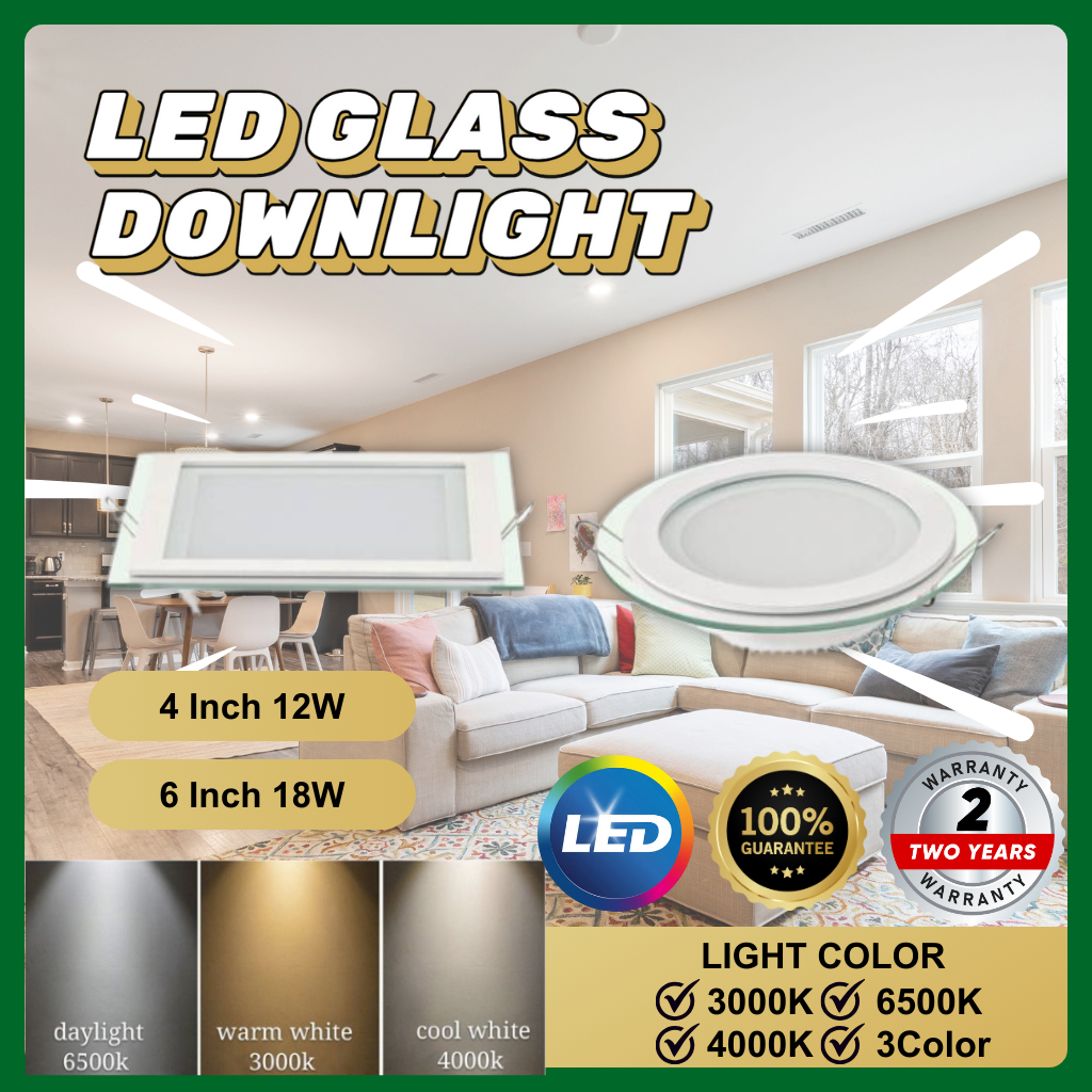 LED Downlight Glass Recess 12W 18W Round Square LED Panel Light Recessed Light Lamp siling ...