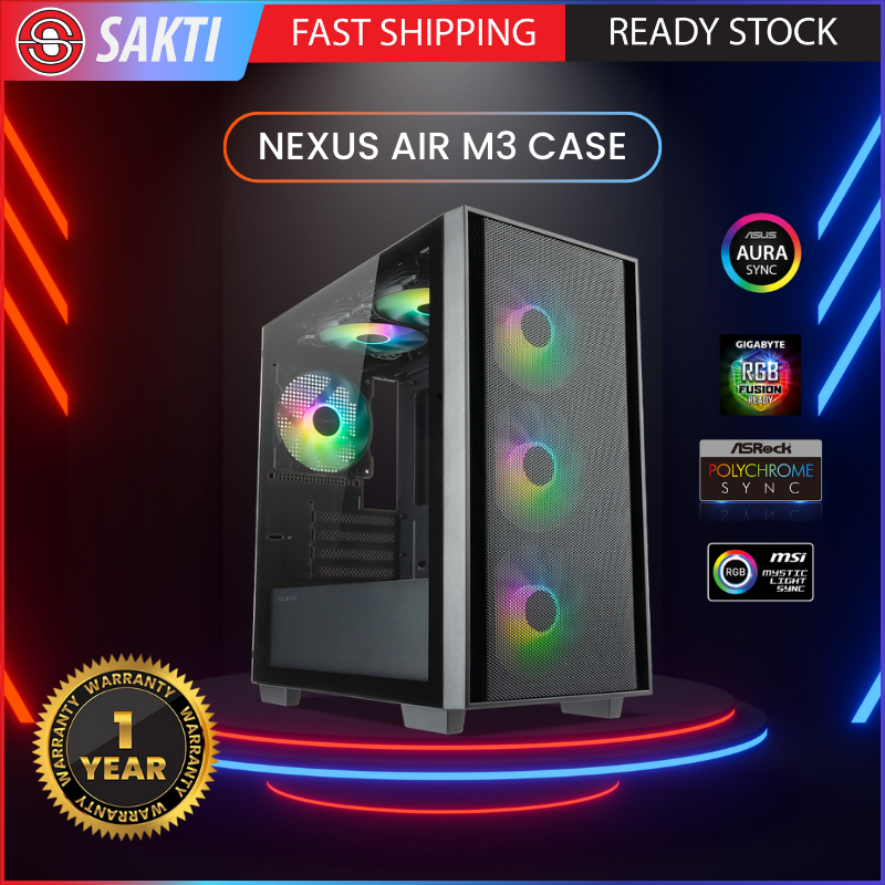 TECWARE NEXUS AIR M3 HIGH AIRFLOW mATX TEMPERED GLASS PC CASE (CASING ...