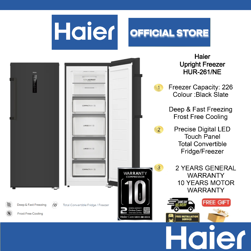 Haier 1 Door Frost Free Upright Pembeku Tegak Freezer Digital ...