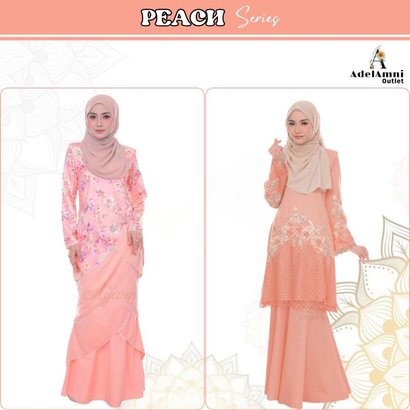 Tema Peach Baju Kurung Dewasa Plus size Plain Moden Tunang Bridesmaid ...