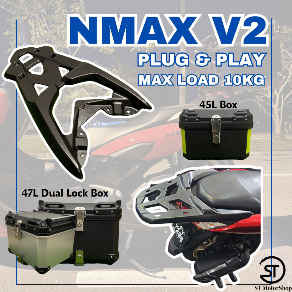 Monorack Nmax V2 YAMAHA Nmax 2020 Rear Rack 45L Top Box Kargo Luggage ...