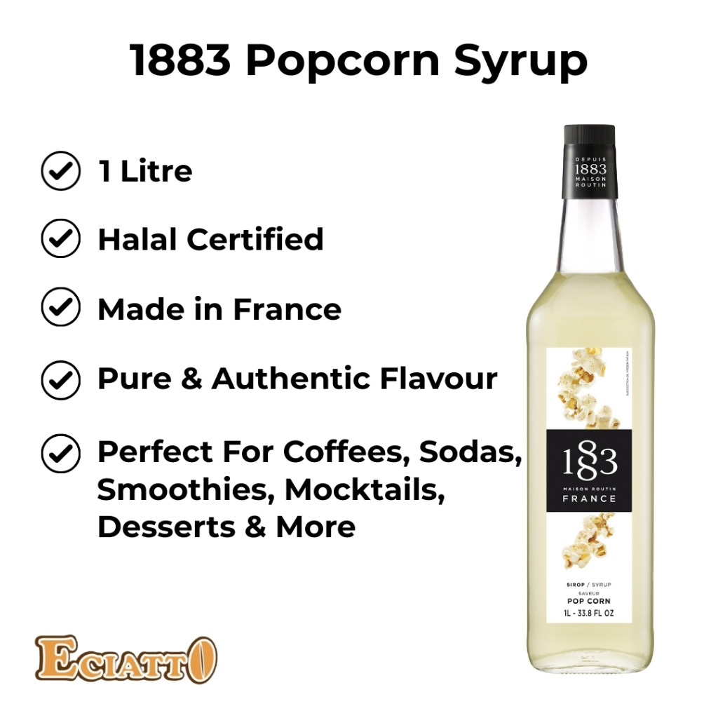 1883 MAISON ROUTIN Popcorn Syrup 1L For Coffee Halal Popcorn Caramel ...