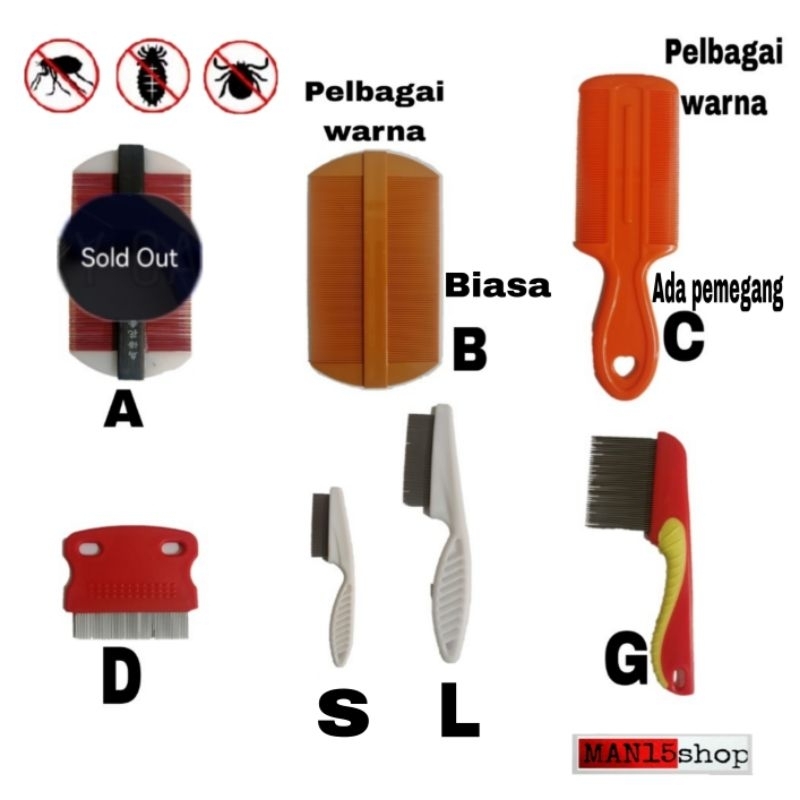 SIKAT / SISIR KUTU KEPALA, KUTU HAIWAN DAN KELEMUMUR ( LICE FLEA COMB ...