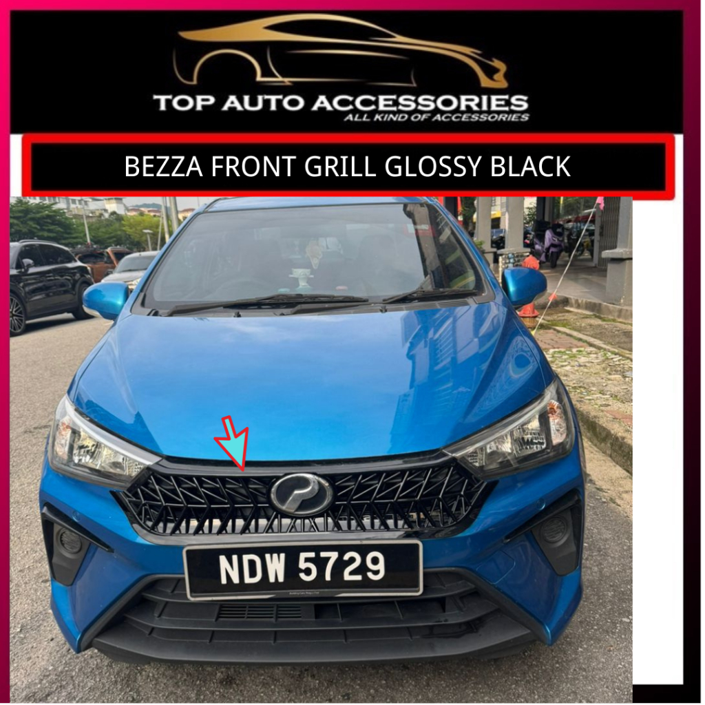 PERODUA BEZZA 2020-2025 FRONT GRILL SPORTY GRILL COVER GLOSSY BLACK ...