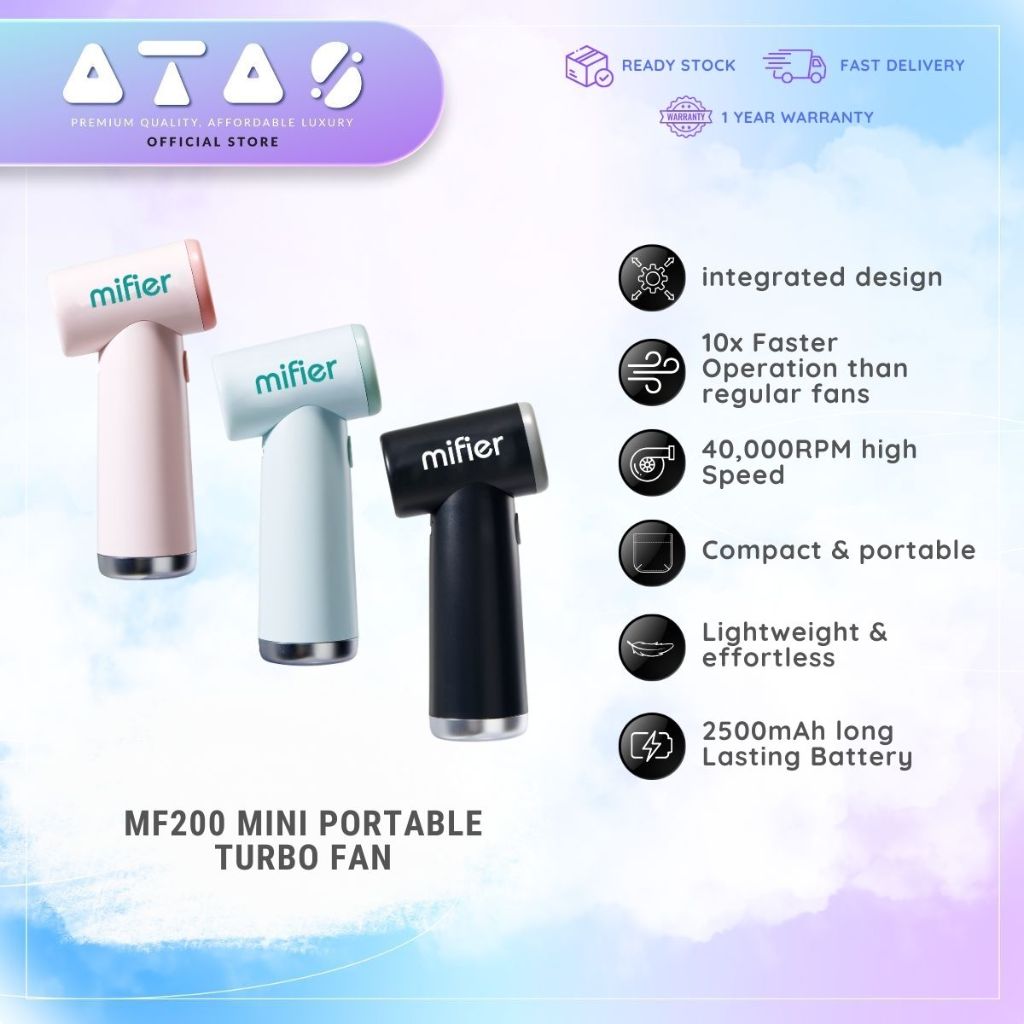 Mifier MF200 Handheld Fan Portable Bladeless Mini Fan Recharable Turbo ...