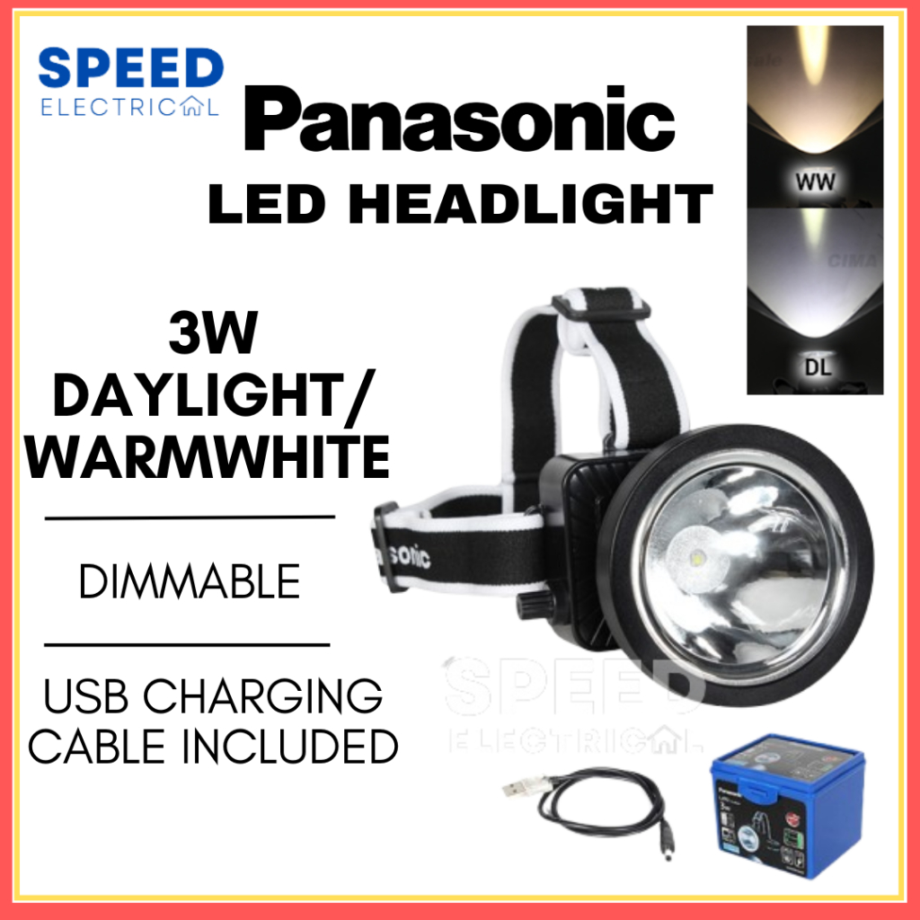 PANASONIC HEADLIGHT LED 3W 220LM DAYLIGHT/ WARM WHITE SPORTS HEADLIGHT ...