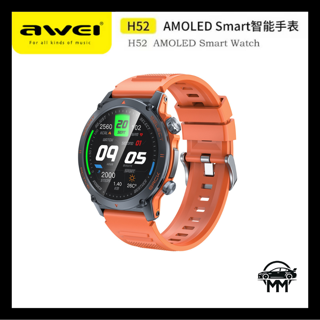 AWEI MODEL H52 WIRELESS SMART WATCH IP68 Waterproof Health Smart Bluetooth Bracelet Heart Rate ...