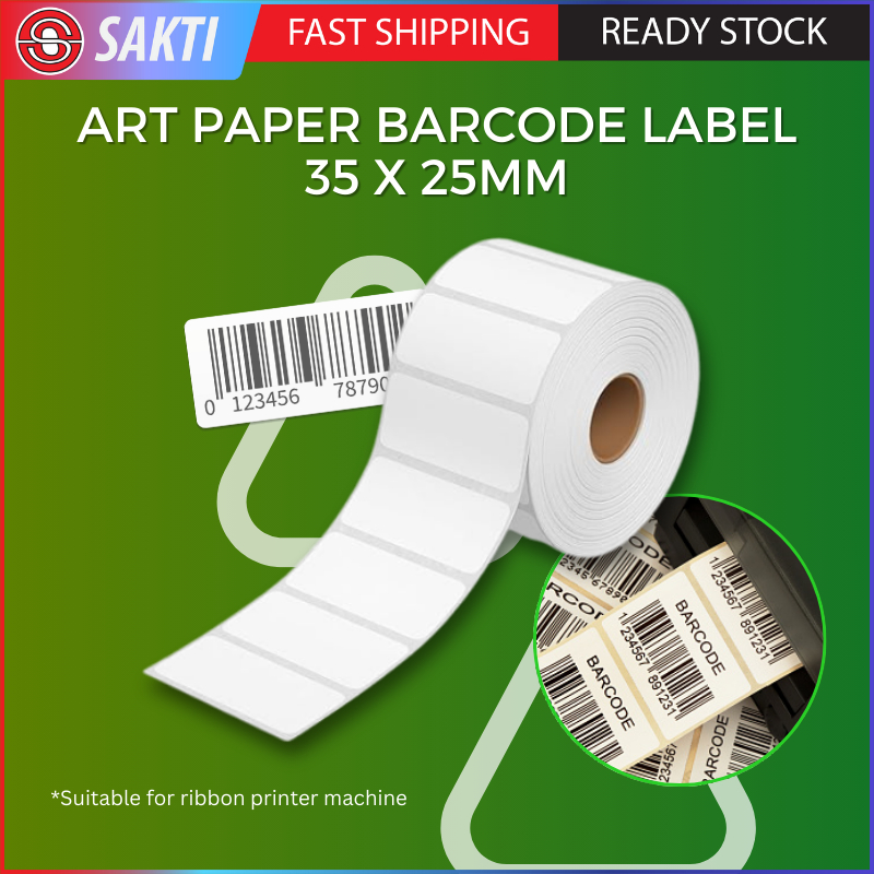 Art Paper Barcode Label (1 Inch Core) 35MM(W) X 25MM(H) 2000PCS/Roll ...