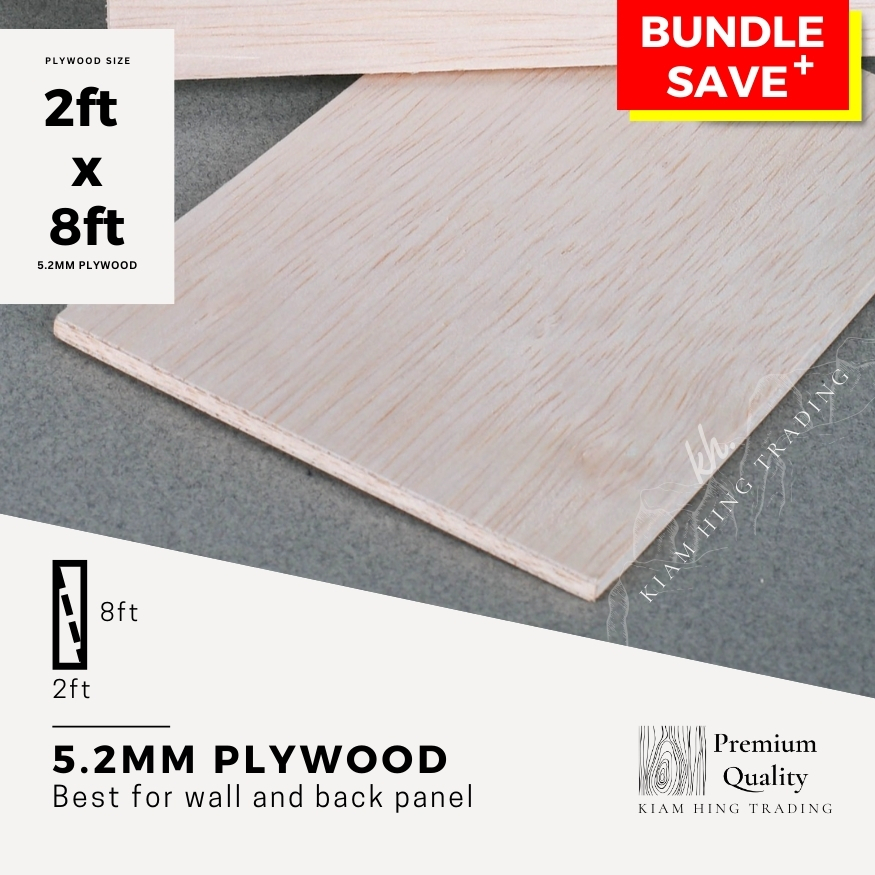 5.2mm Plywood (2ft x 8ft) DIY board sheet | timber panel wood | plywood ...