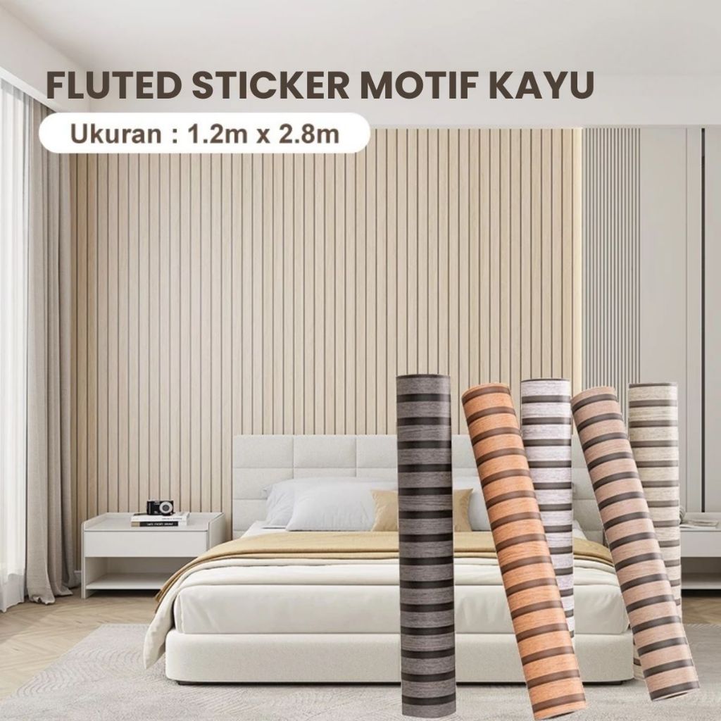 Fluted Sticker Motif Kayu | Shopee Malaysia
