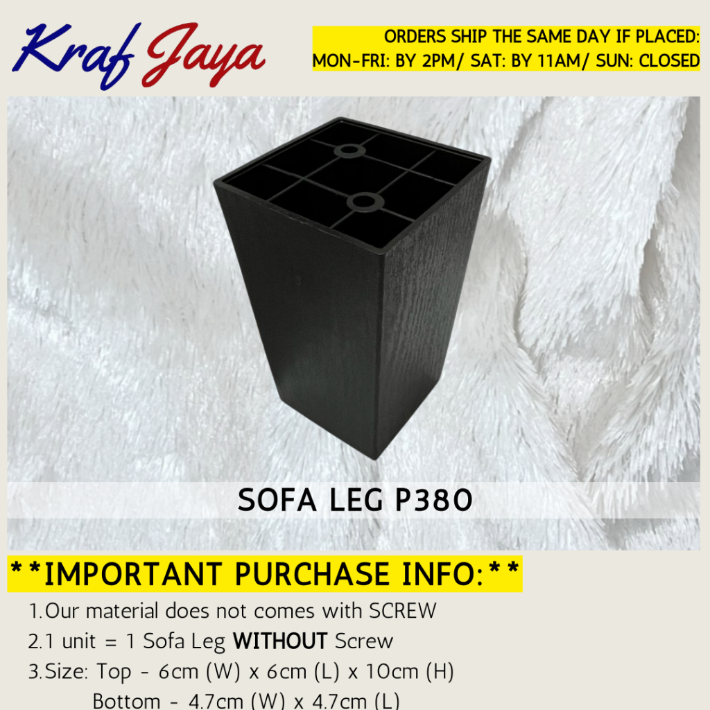 4" (H) Square Plastic Sofa Leg | Sofa Stopper Leg | Divan Bed Frames ...