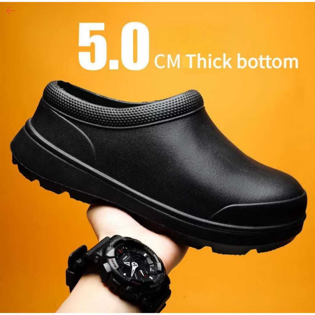 [Size 36-46] Kasut Kitchen Kitchen Non-Slip Shoes Unisex Chef Black ...