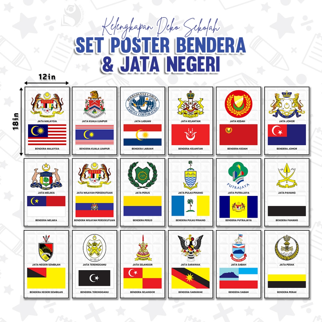 READY DESIGN SET BENDERA DAN JATA NEGERI DI MALAYSIA / PATRIOTIK ...