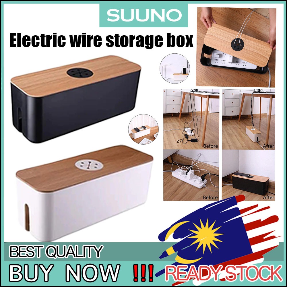 Bamboo Cable Box Wire Extension Charger Hide Home Minimalist Storage ...