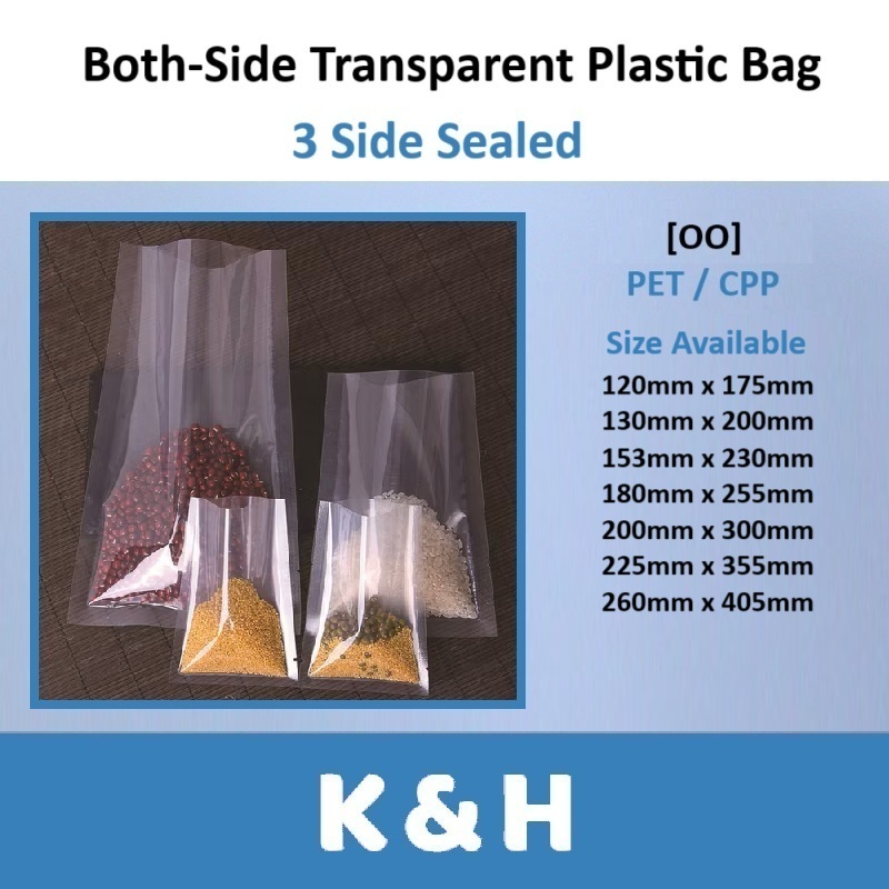 Beg Plastik (50pcs) Both-Side Transparent Bag / 3 Side Seal Bag ...