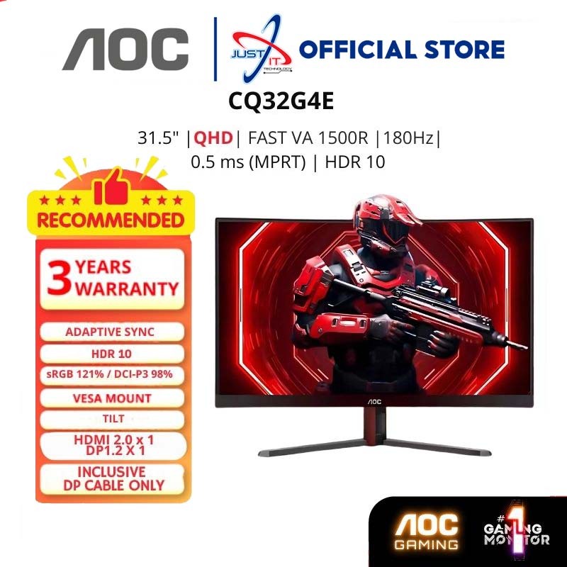 AOC CQ32G4E (180HZ@0.5MS) / CQ32G3SE (165HZ @1MS) Curve Gaming Monitor ...