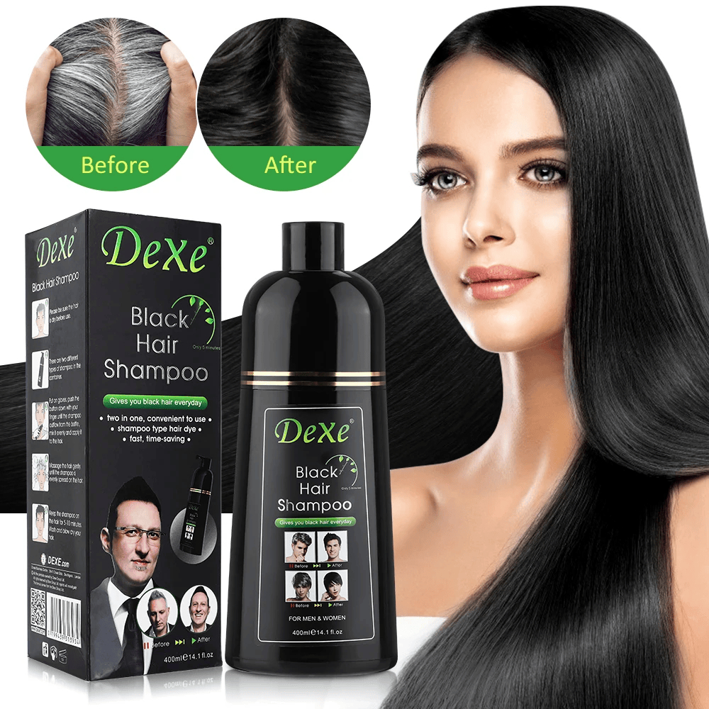100% Original Halal Dexe Black Hair Shampoo 400ml Bottle Hair Dye ...