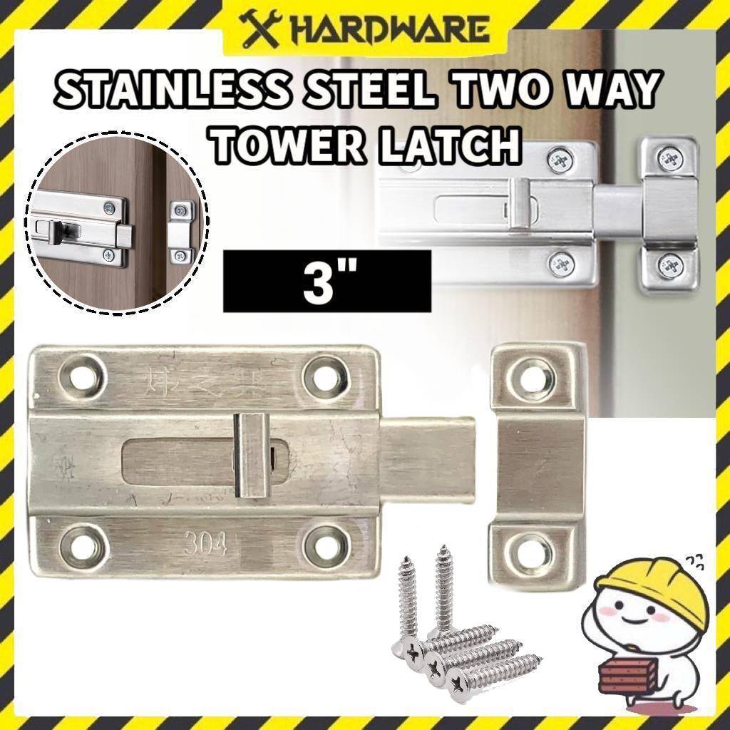 3" STAINLESS STEEL TWO WAY TOWER LATCH/SQUARE LATCH DOOR /SELAK PINTU ...