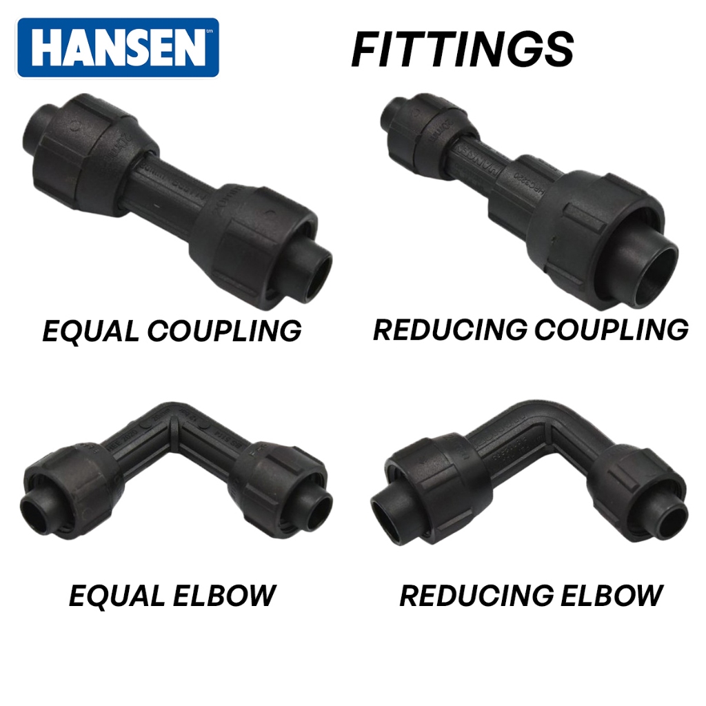 Hansen HDPE Poly Fittings Equal Coupling Reducing Coupling Equal Elbow ...