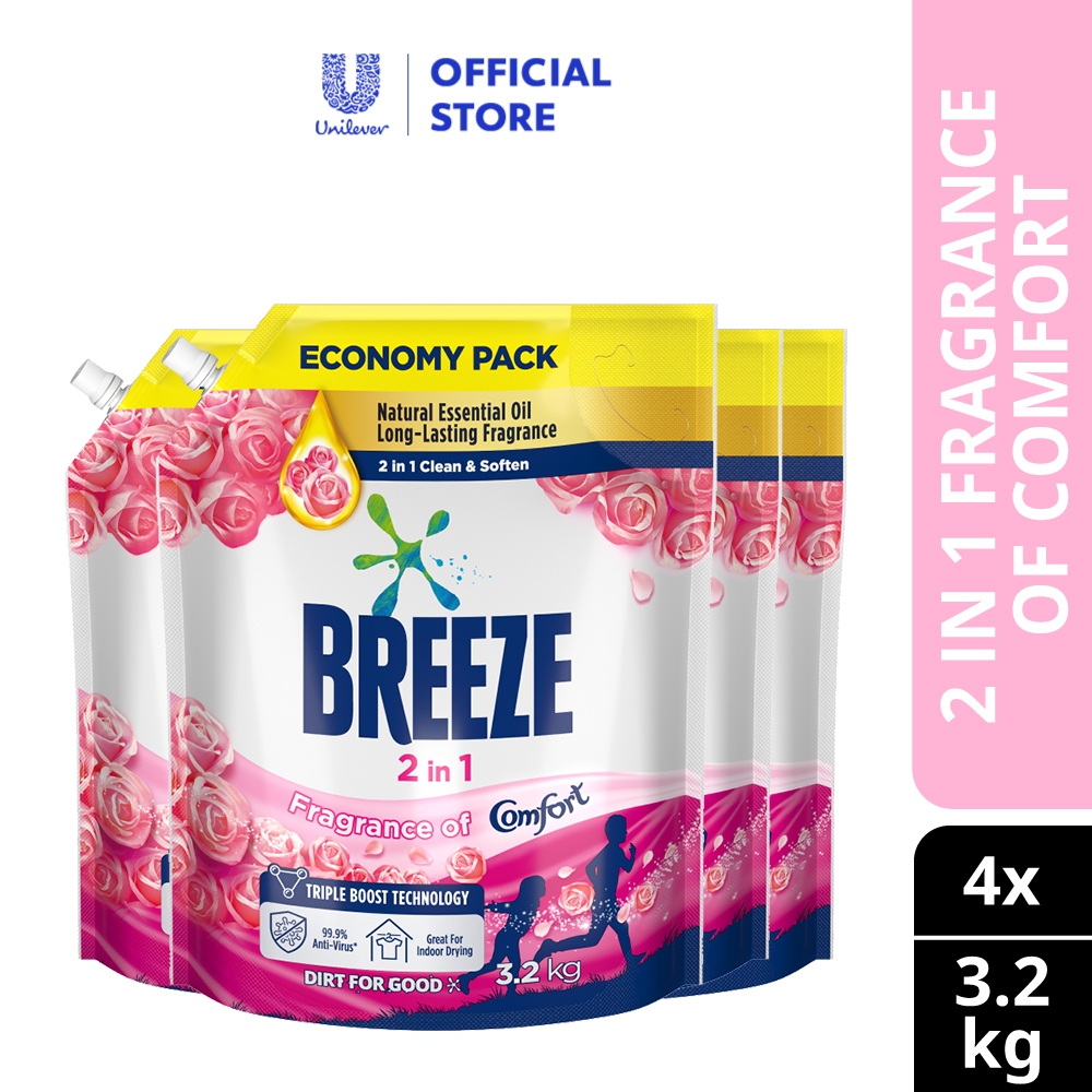 [Bundle of 4] Breeze Liquid Detergent Refill Fragrance of Comfort 3.2kg ...