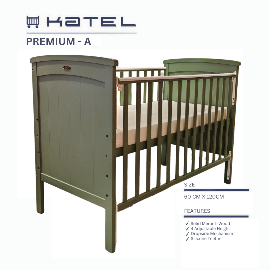 {NEW Color}KATEL Premium-A Army Green - katil bayi, kayu solid meranti ...