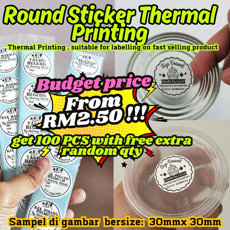 100 PCS - STICKER BULAT PRODUK VENDOR HITAM PUTIH STIKER VENDOR ...