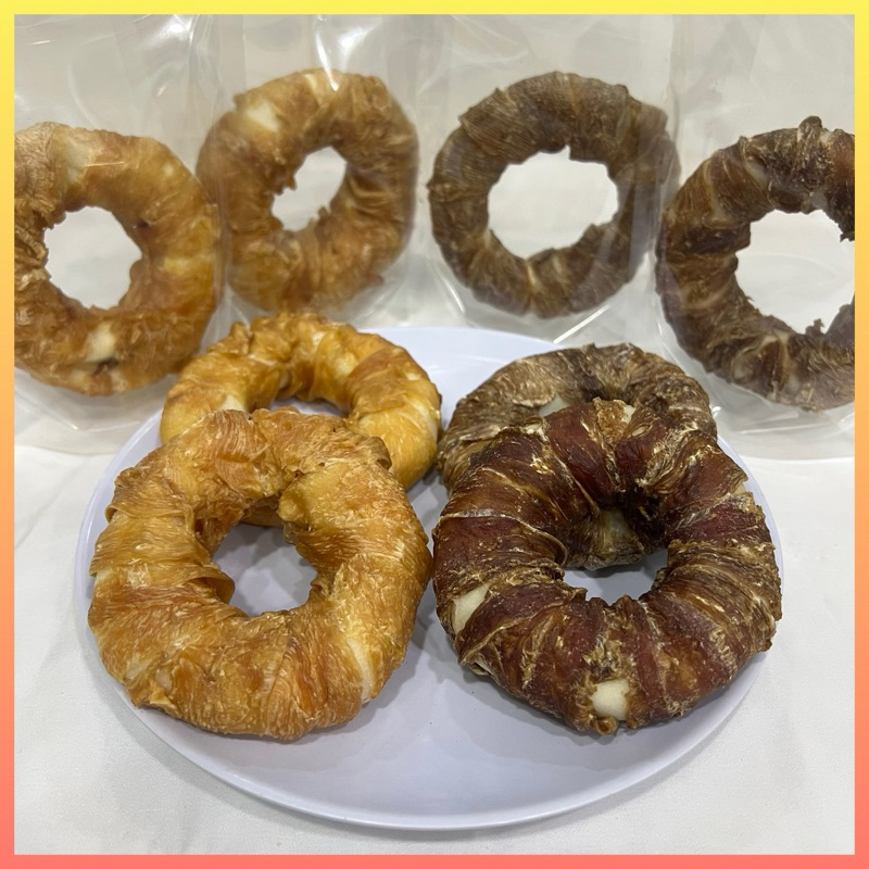 （Buy5 free1)Chicken/Duck Donut Meat Wrap Beef Skin 1pcs Dog Teeth Molar ...