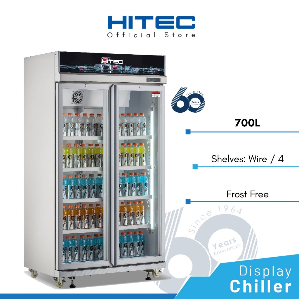 HITEC Display Chiller 2 Doors Frost Free Showcase Chiller 700L HTC ...