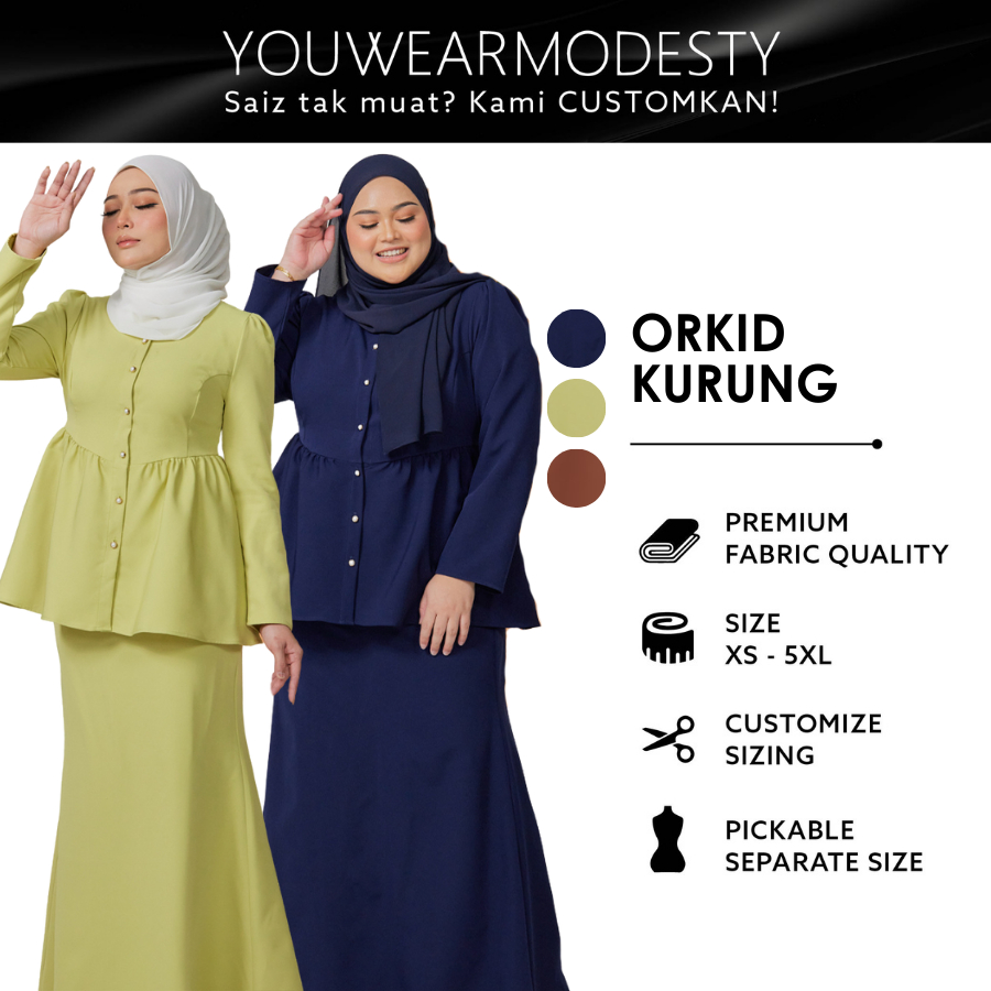 YouWearModesty Orkid Baju Kurung Peplum Muslimah Plus Size Baju Raya ...